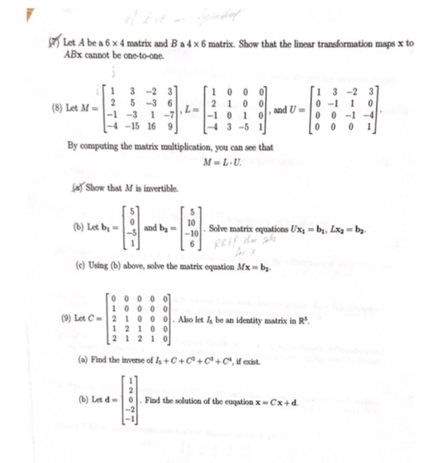 Solved Soy Let A be a 6 x 4 matrix and B a 4 x 6 matrix. | Chegg.com