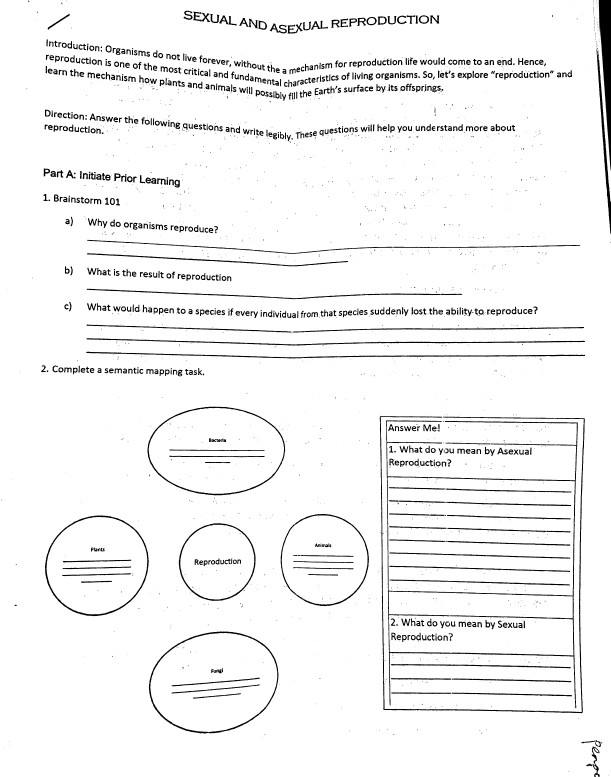 Solved SEXUAL AND ASEXUAL LAND ASEXUAL REPRODUCTION | Chegg.com