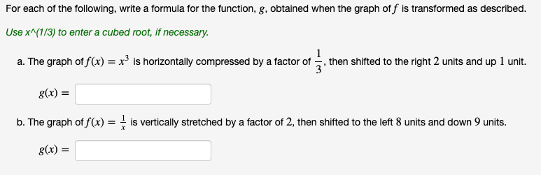 Solved For each of the following, write a formula for the | Chegg.com