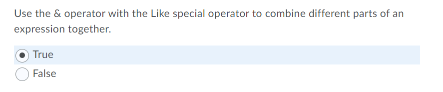 Solved Use the & operator with the Like special operator to | Chegg.com