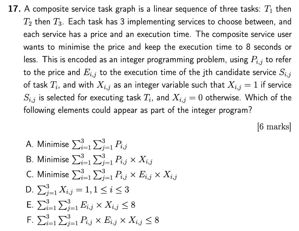 Solved = 17. A composite service task graph is a linear | Chegg.com