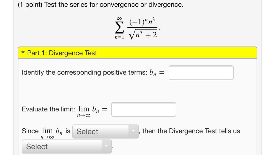 Solved Test the series for convergence or divergence. § | Chegg.com