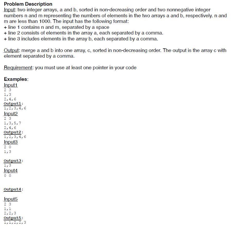 Solved Problem Description Input Two Integer Arrays A And 