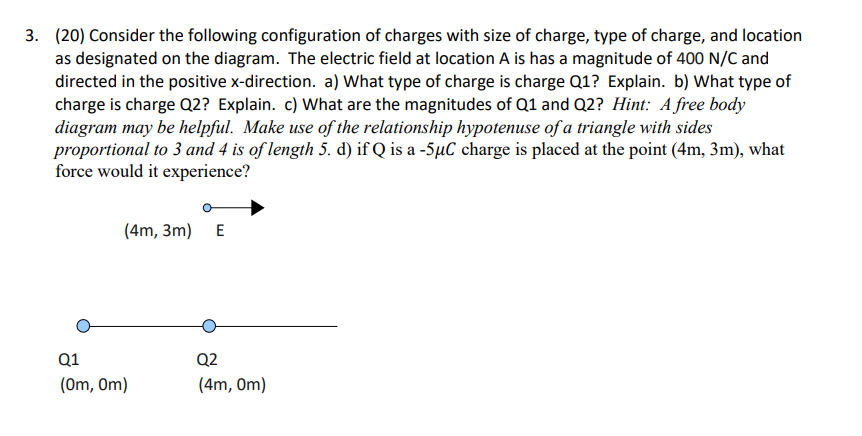 Solved (20) Consider the following configuration of charges | Chegg.com