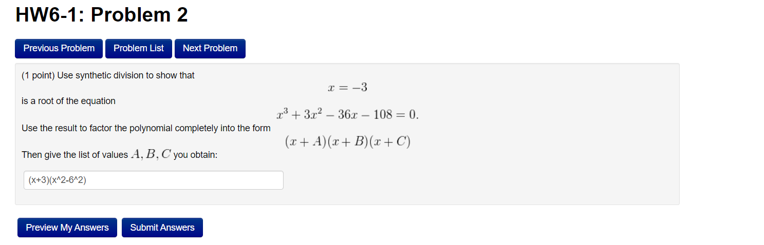 Solved HW6-1: Problem 2 Previous Problem Problem List Next | Chegg.com