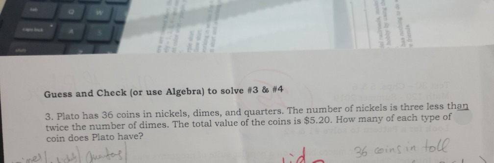 Solved caps hock Guess and Check (or use Algebra) to solve | Chegg.com