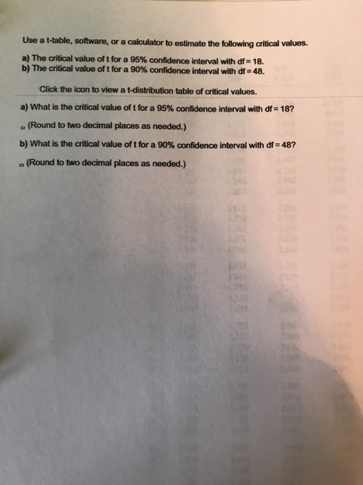 Solved Use a t-table, software, or a calculator to estimate | Chegg.com