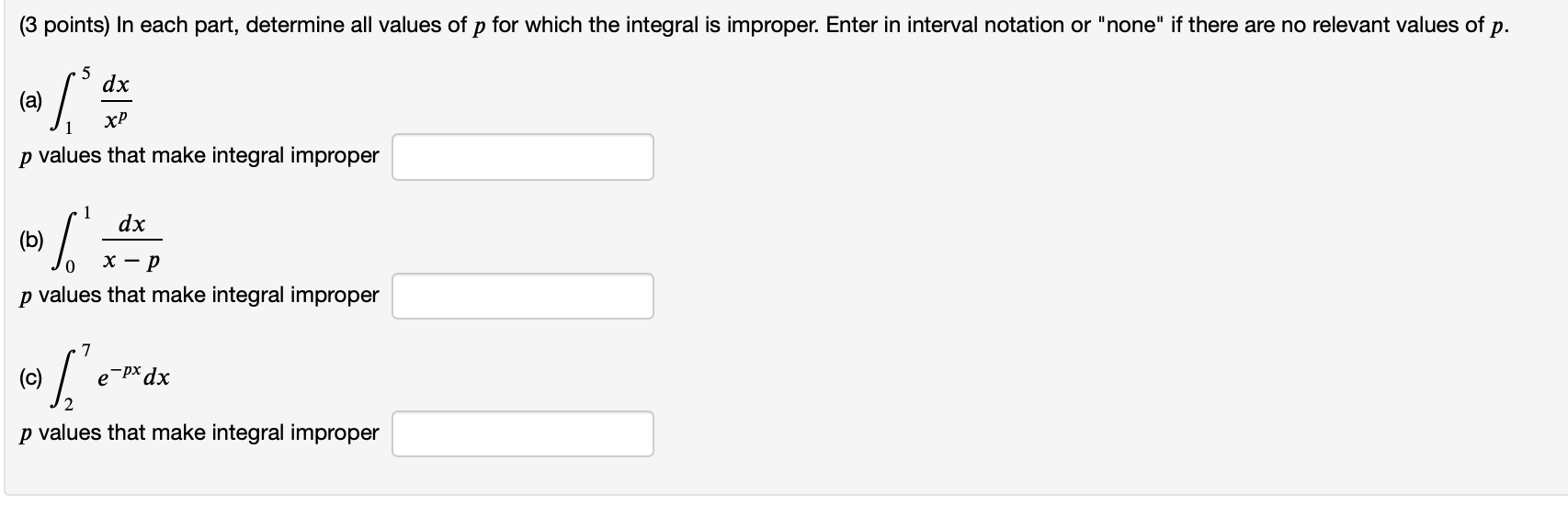Solved (3 points) In each part, determine all values of 𝑝p | Chegg.com