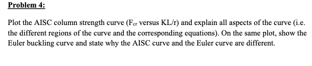 Solved Note: Please make sure you use the AISC equations | Chegg.com