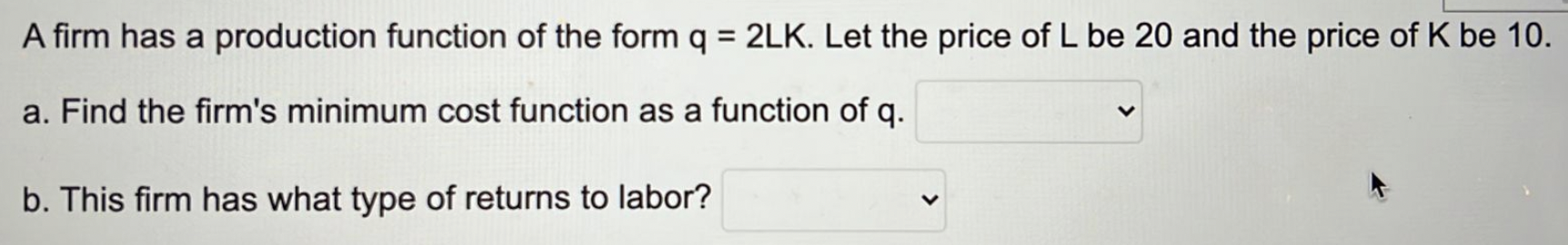 Solved a) what is the minimum cost function? b) return to | Chegg.com