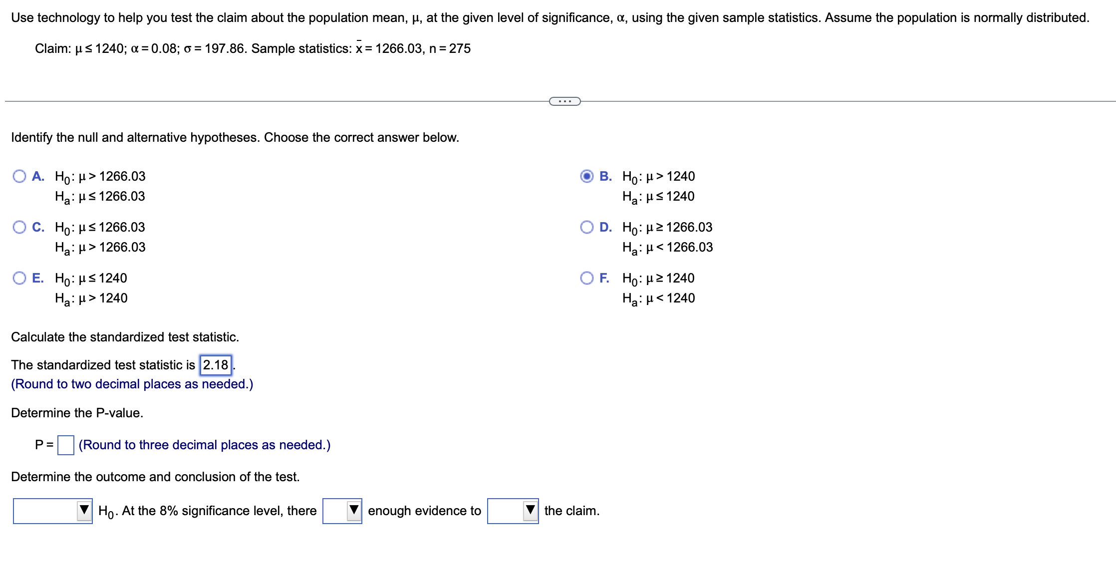 Solved Use Technology To Help You Test The Claim About The