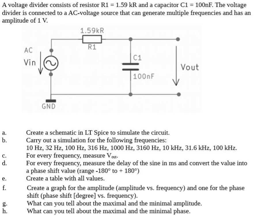 A voltage divider consists of resistor R1 = 1.59 kR | Chegg.com