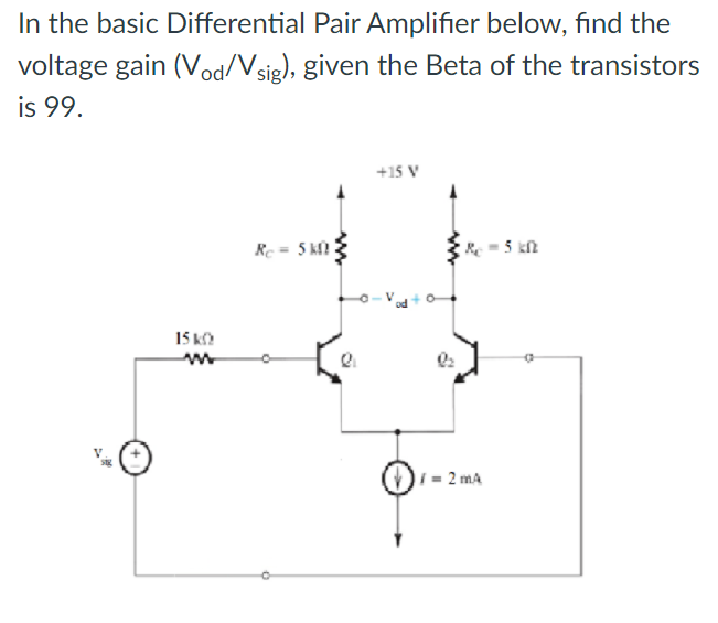 Solved In the Basic Differential Pair Amplifier, in | Chegg.com