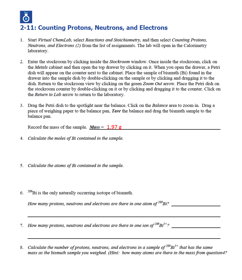 Solved O 2-11: Counting Protons, Neutrons, and Electrons 1. | Chegg.com