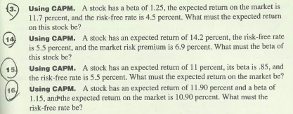 Solved Using CAPM. A stock has a beta of 1.25, the expected | Chegg.com