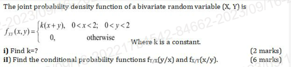 Solved The joint probability density function of a bivariate | Chegg.com