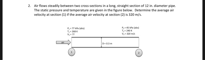 Solved Air flows steadily between two cross-sections in a | Chegg.com