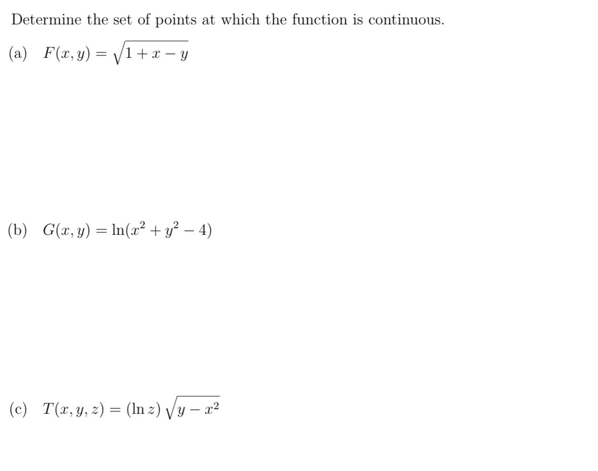 Solved Determine the set of points at which the function is | Chegg.com