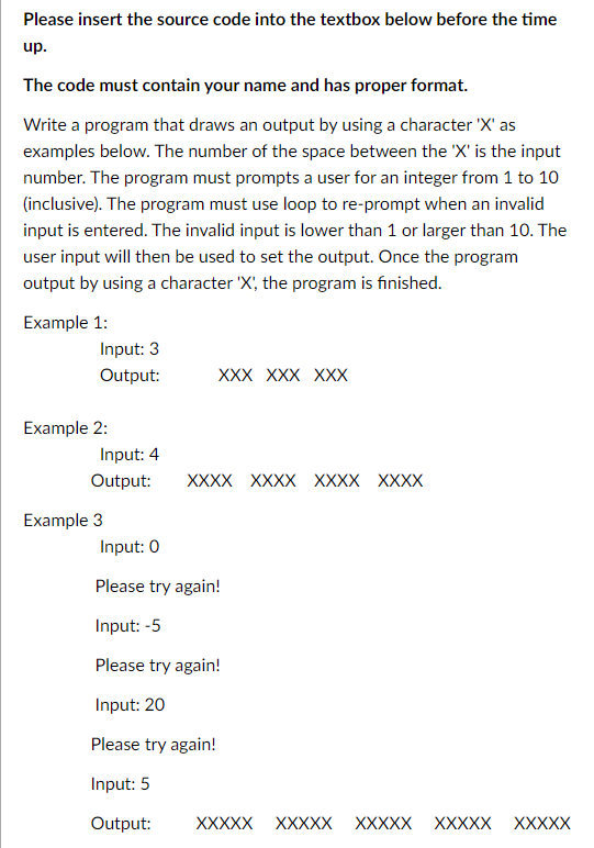 Solved Please insert the source code into the textbox below | Chegg.com