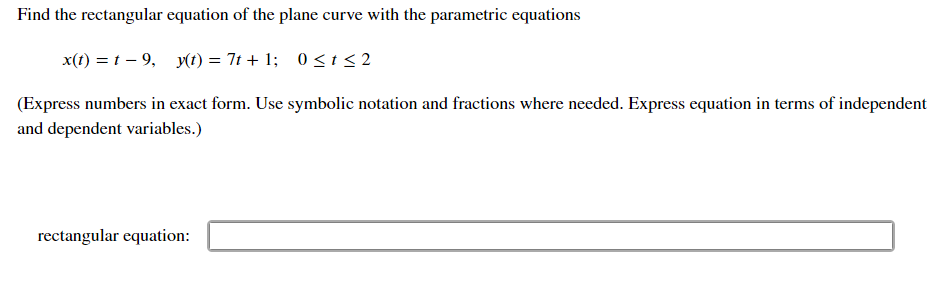 [Solved]: 1. 2. Find the rectangular equation of the pla