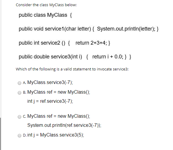 Solved Consider the class MyClass below: public class | Chegg.com Solved Consider the class MyClass below: public class | Chegg.com