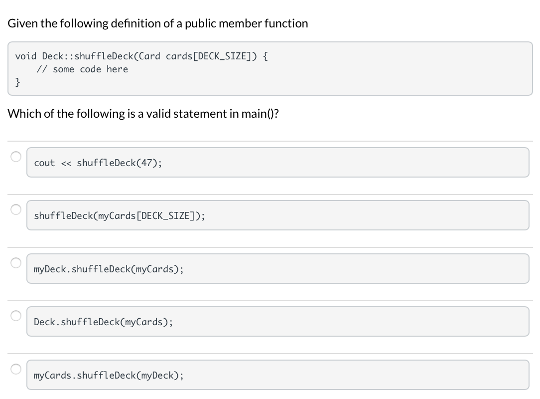 Solved Given the following definition of a public member | Chegg.com