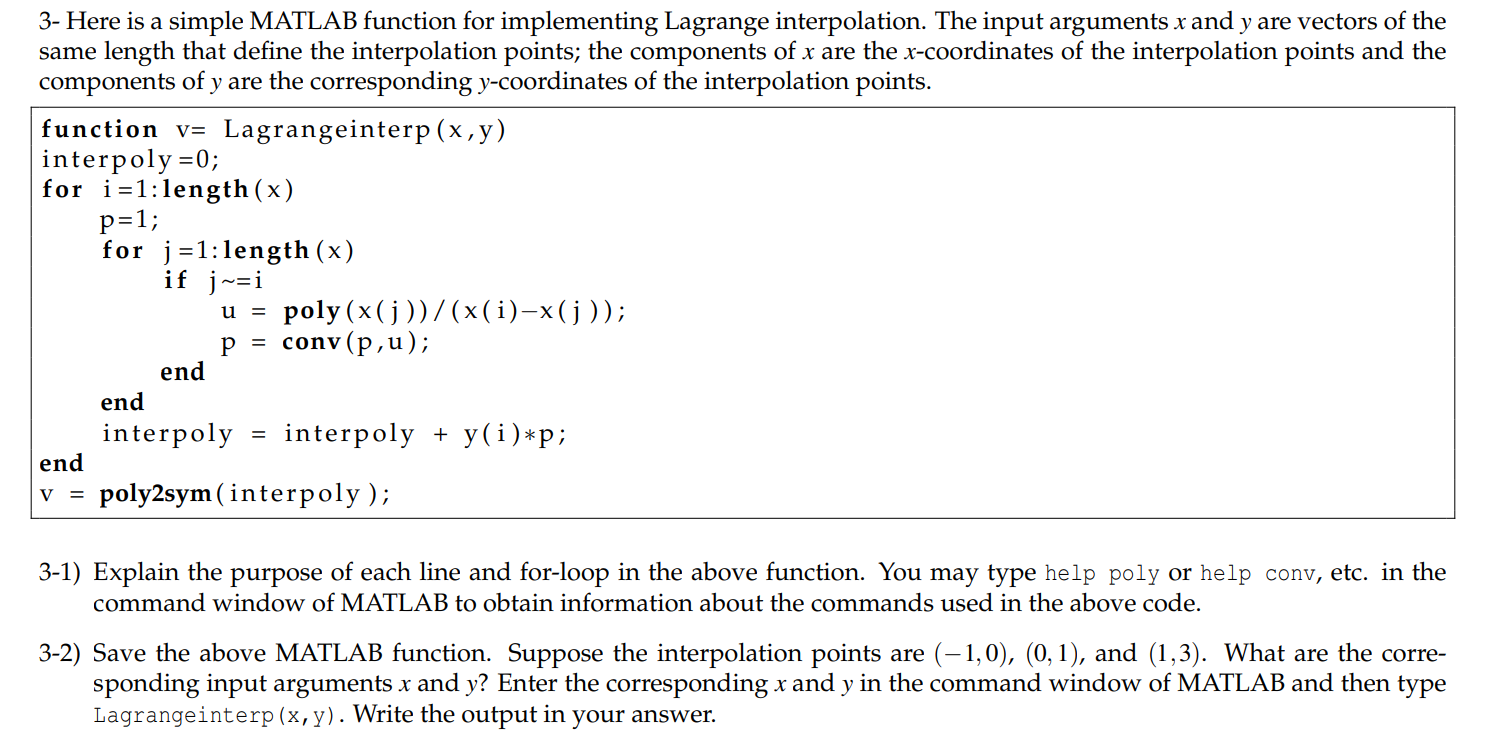 Solved 3- Here is a simple MATLAB function for implementing | Chegg.com