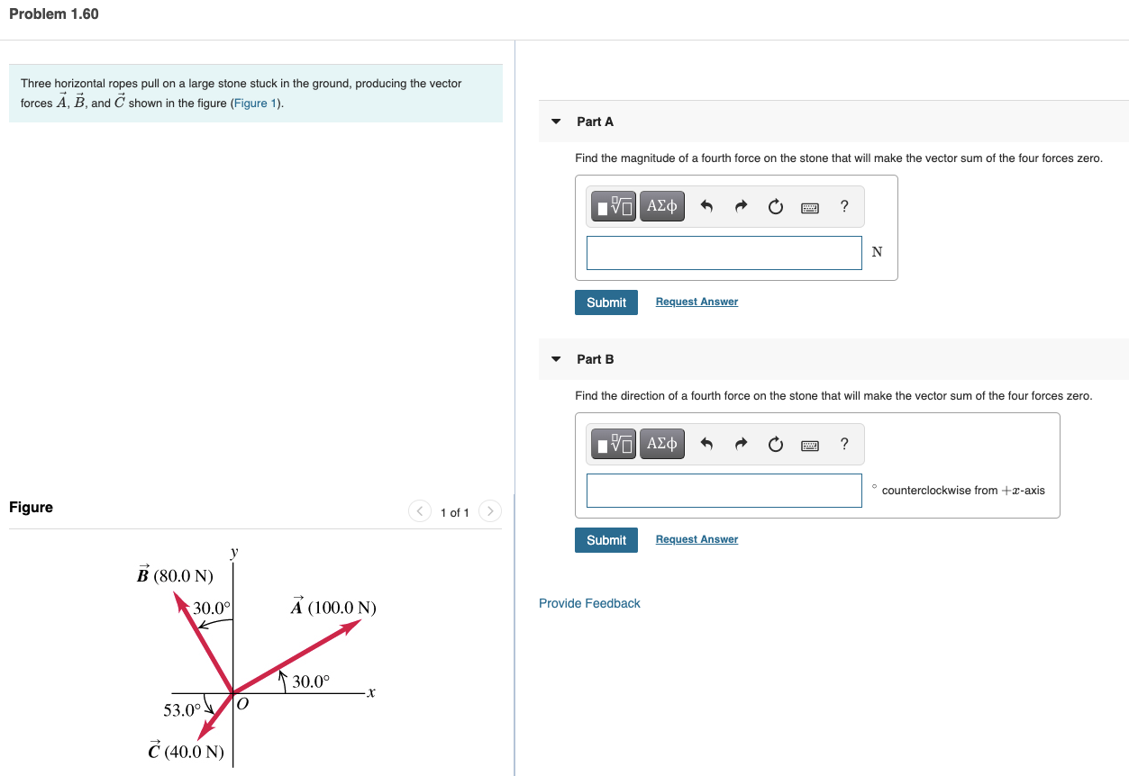 Solved Three horizontal ropes pull on a large stone stuck in | Chegg.com
