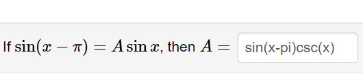 Solved If sin(x−π)=Asinx, then A= | Chegg.com