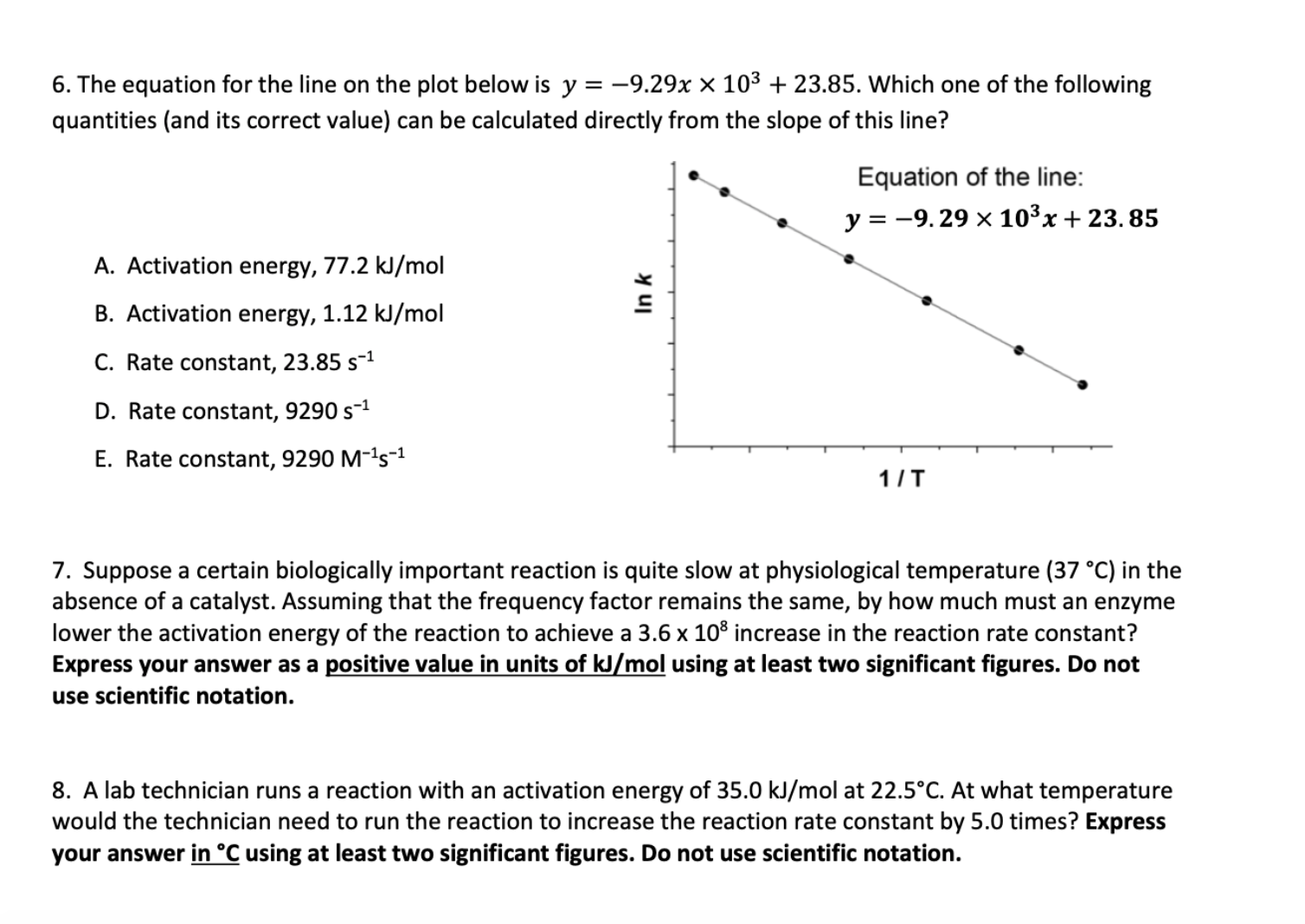 Solved 6. The equation for the line on the plot below is | Chegg.com