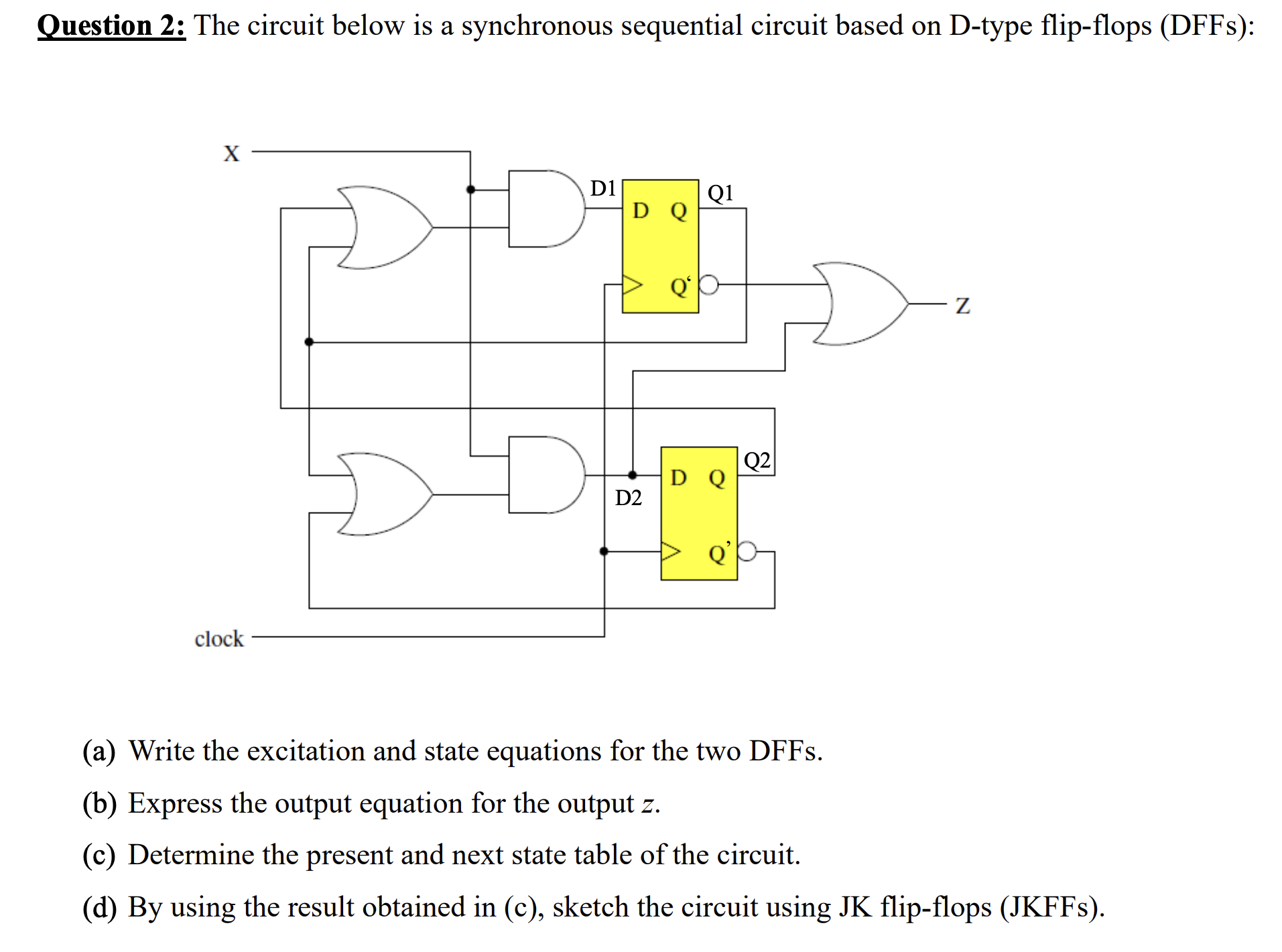 Solved Question 2: The circuit below is a synchronous | Chegg.com