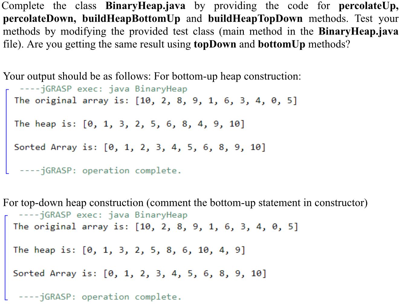 Solved in java slove the following question with following | Chegg.com