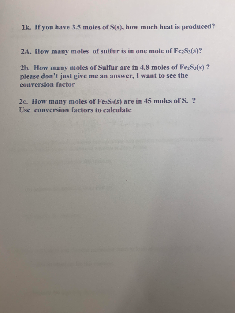 Solved credit will be 1a) Balance the equation Fe2S3(8) | Chegg.com