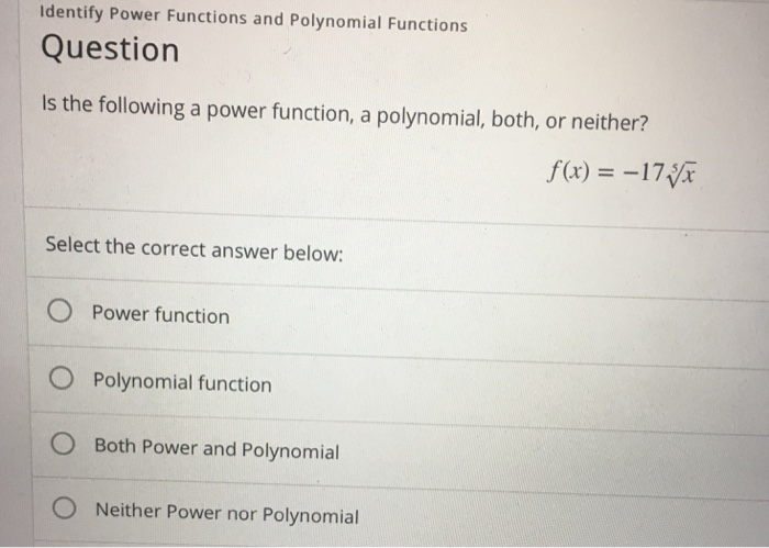 Solved is the following a power function, a polynomial, | Chegg.com Solved is the following a power function, a polynomial, | Chegg.com