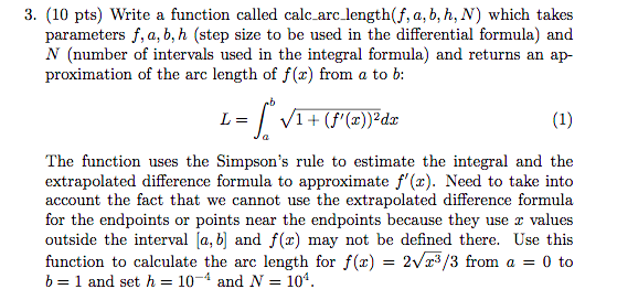 Solved 3. (10 pts) Write a function called calc arc | Chegg.com