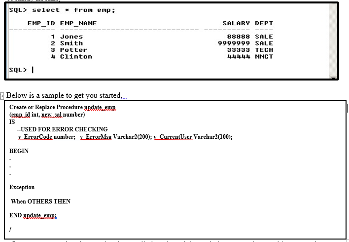 Solved Please use Oracle Db and Procedure For this | Chegg.com