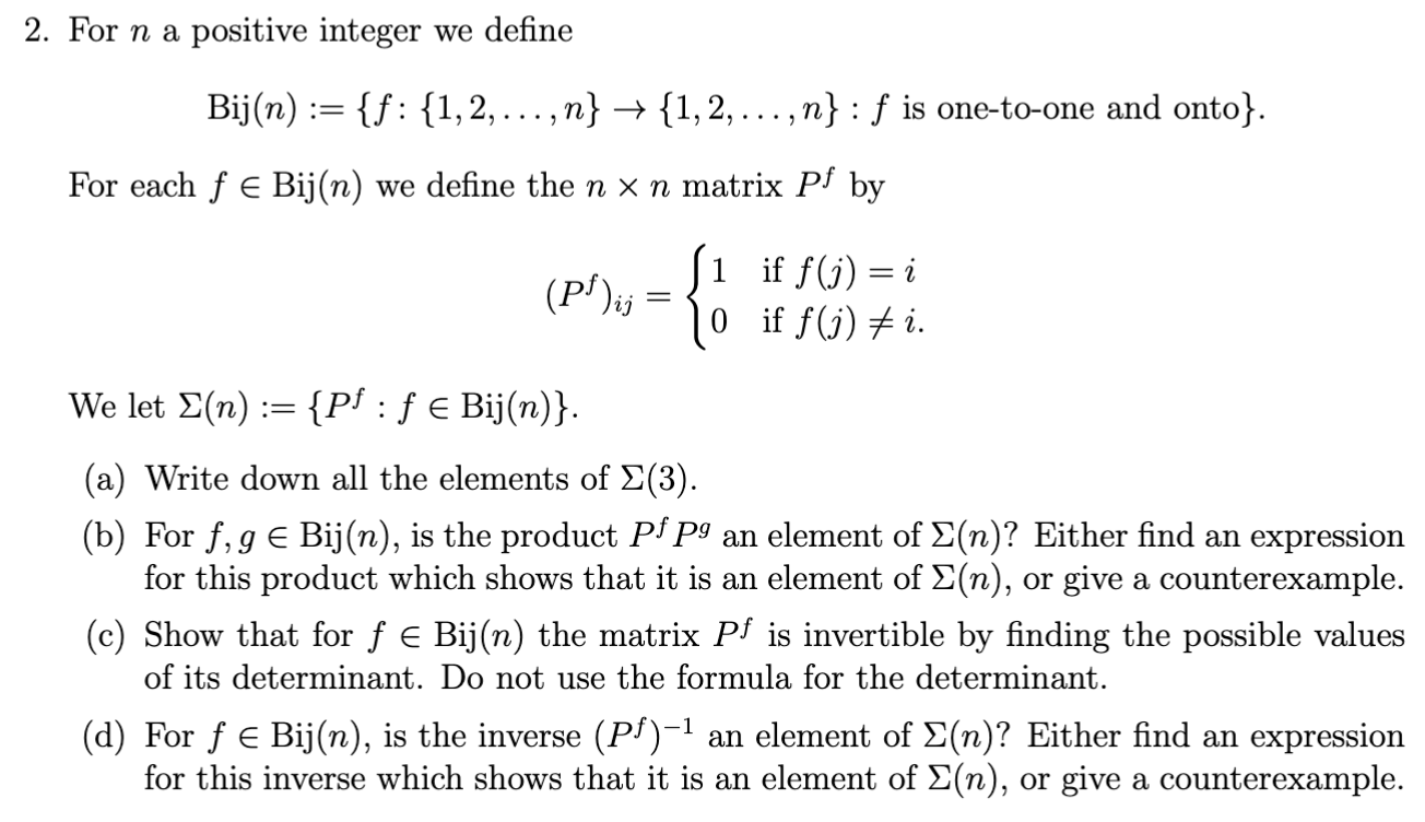 Solved 2. For n a positive integer we define | Chegg.com
