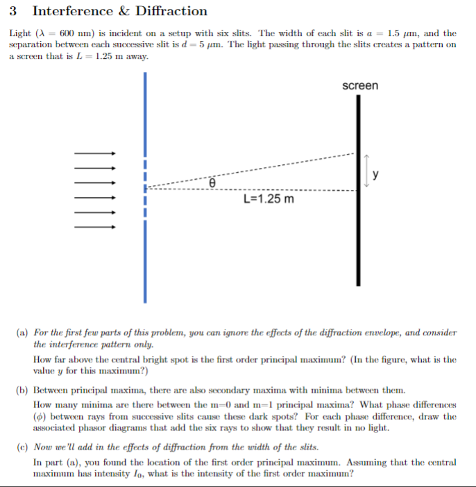 Solved 3 Interference \& Diffraction Light (λ=600 nm) is | Chegg.com