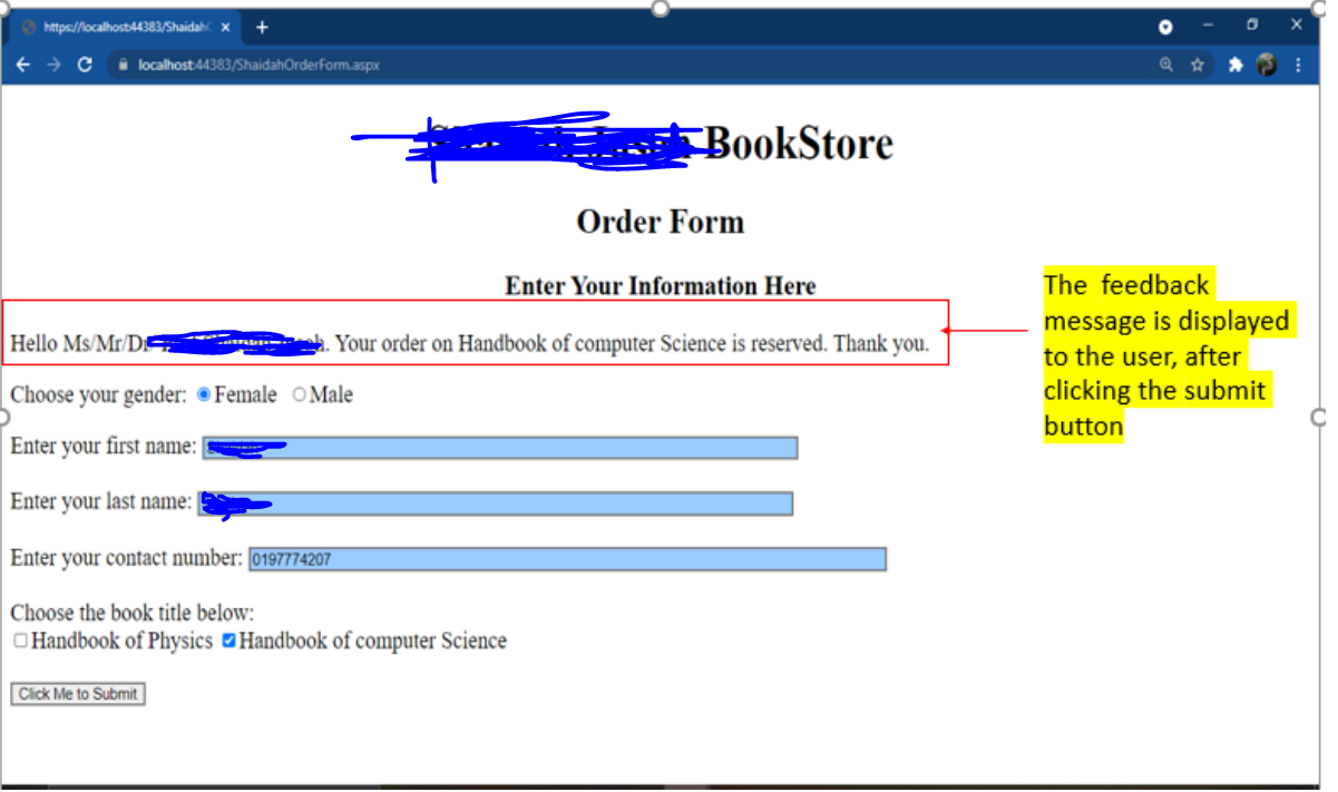 Solved Plz give the code 1. Add a Web Form to your project. | Chegg.com