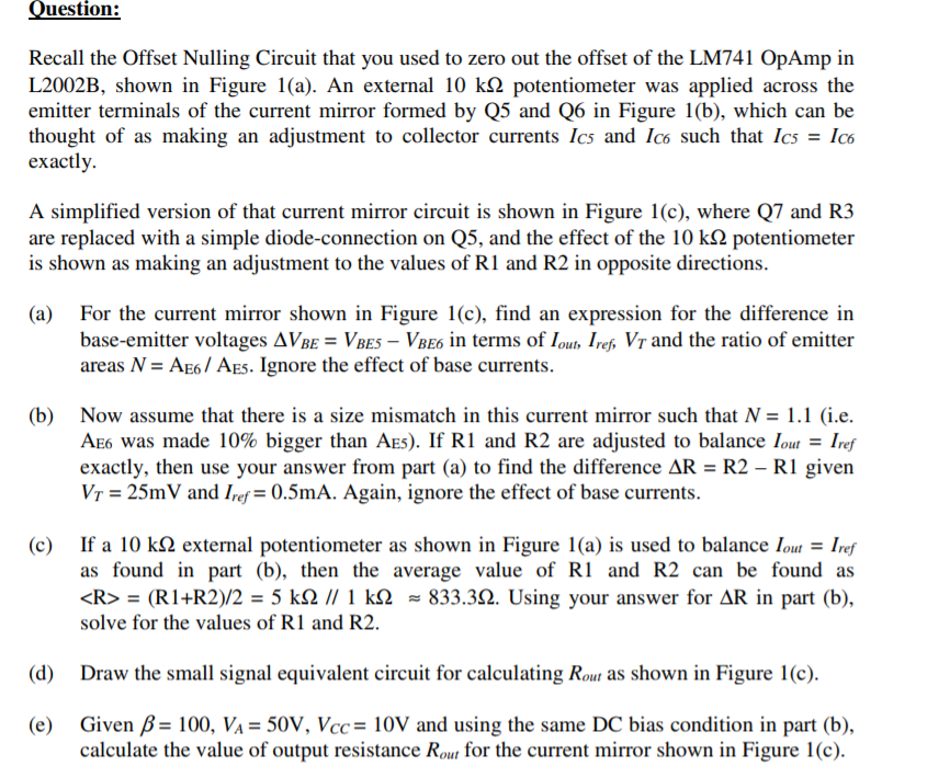 Solved Question: Recall the Offset Nulling Circuit that you | Chegg.com