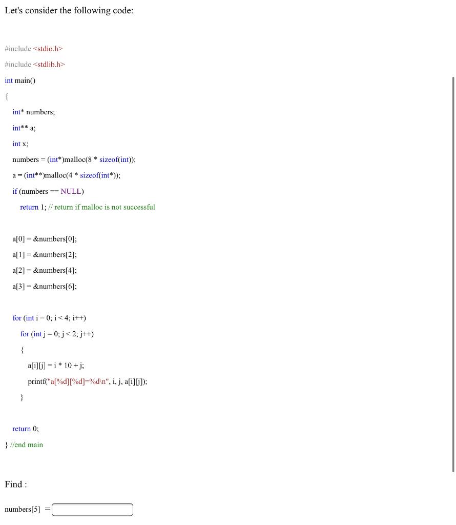 Solved Let's consider the following code: #include #include | Chegg.com
