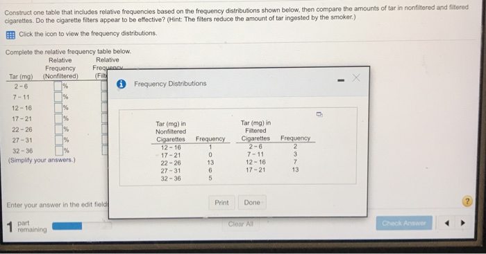Solved tar in nonfiltered and filtered Construct one table | Chegg.com