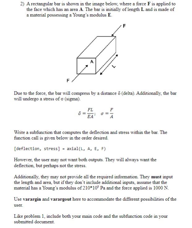 Solved 2) A rectangular bar is shown in the image below, | Chegg.com