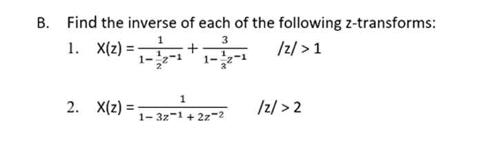 Solved B. Find the inverse of each of the following | Chegg.com