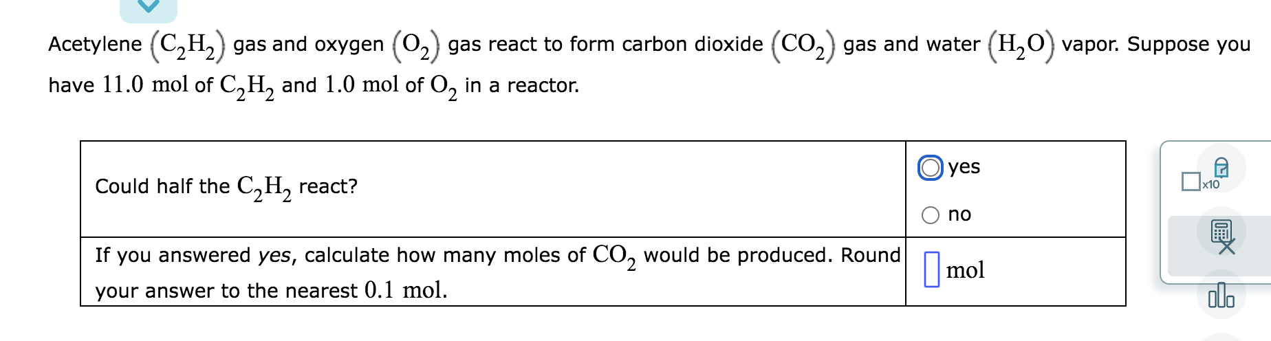 Solved Acetylene (C2H2) gas and oxygen (O2) gas react to | Chegg.com