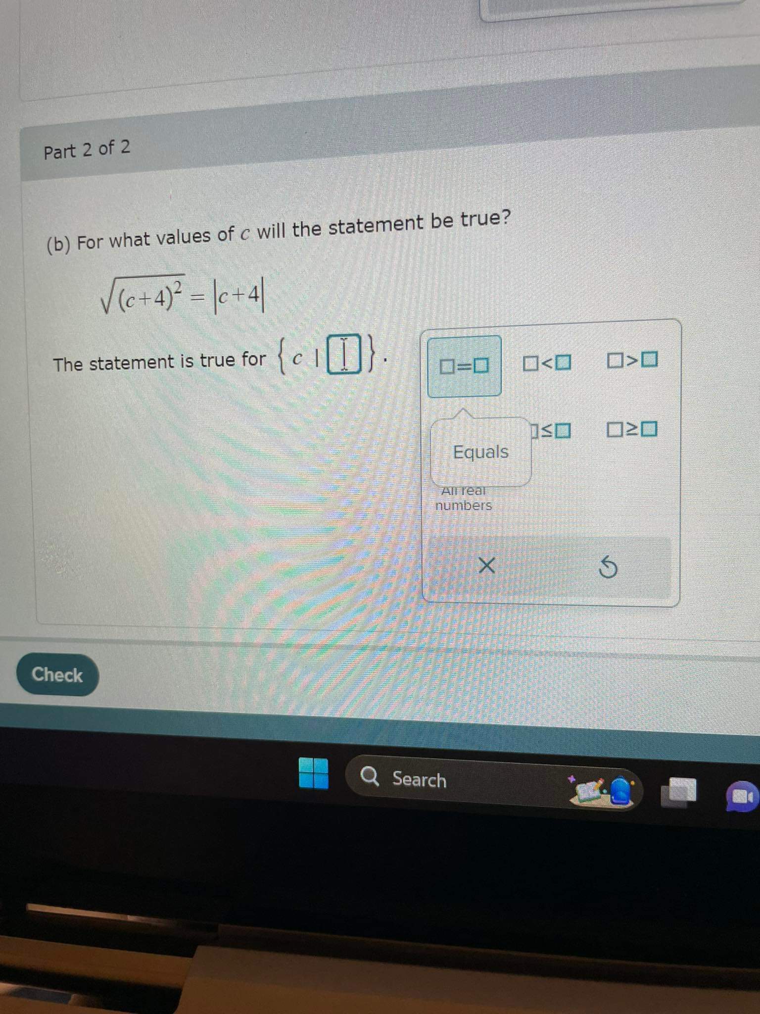 Solved (b) For what values of c will the statement be true? | Chegg.com