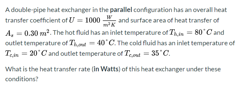 Solved A double-pipe heat exchanger in the parallel | Chegg.com