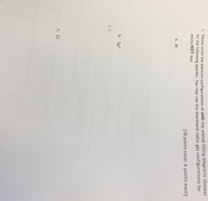 Solved Write the electron configurations of AND the orbital | Chegg.com