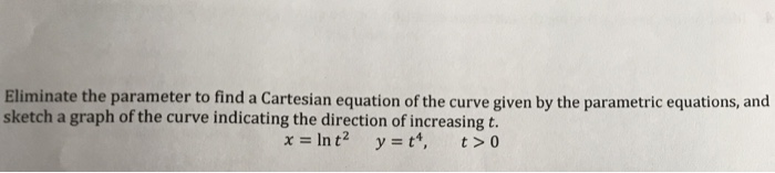 Solved Eliminate the parameter to find a Cartesian equation | Chegg.com