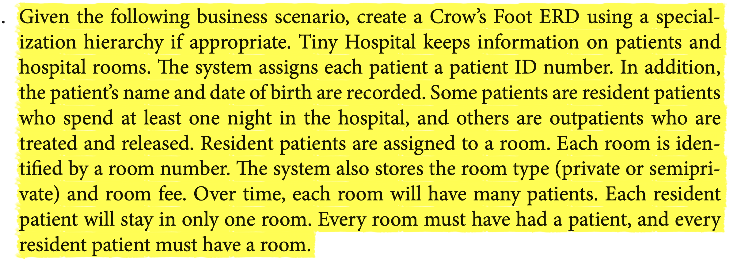 Solved . Given the following business scenario, create a | Chegg.com